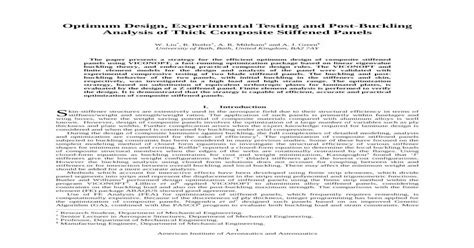 Pdf Optimum Design Experimental Testing And Post Buckling Mallar