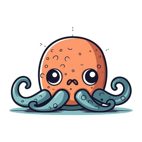 Cute Octopus With Tentacles Vector Illustration Isolated On White