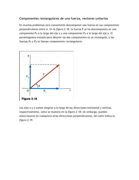1 1 Componentes Rectangulares De Una Fuerza En La Figura 2 La