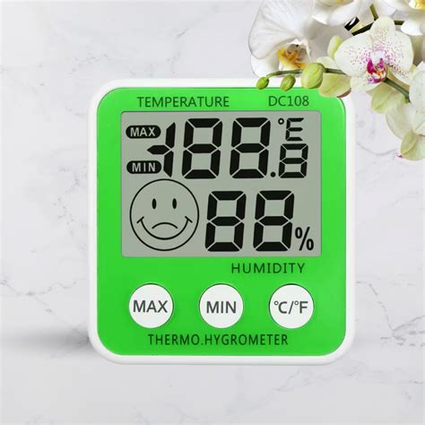 Medidor De Temperatura Y Humedad Digital Verde Termohigrómetro