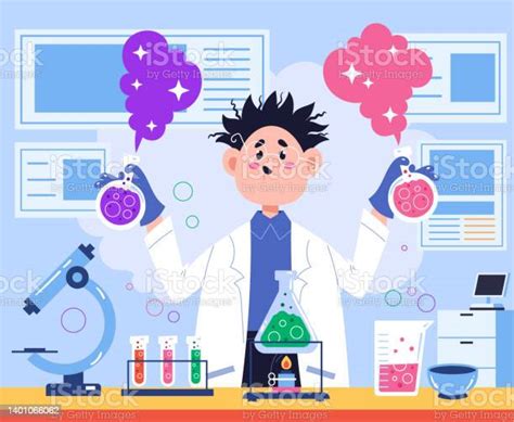 과학 의학 실험실 배경 디자인 요소 개념 벡터 플랫 만화 디자인 요소 일러스트 레이 션 과학 실험에 대한 스톡 벡터 아트 및