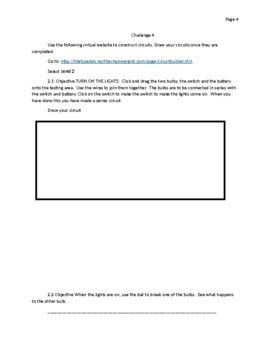 Circuits Building Challenge Lab By Marlow S Science Hub TPT