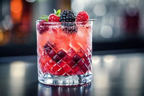 Berry Cocktail With Orange Zest Raspberry And Blackberry Premium Ai