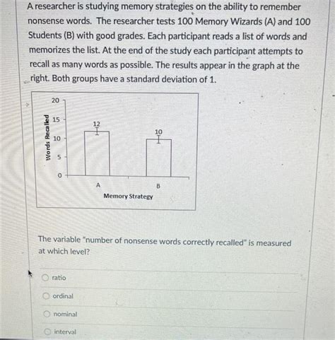 Solved Question Pts A Researcher Is Studying Memory Chegg
