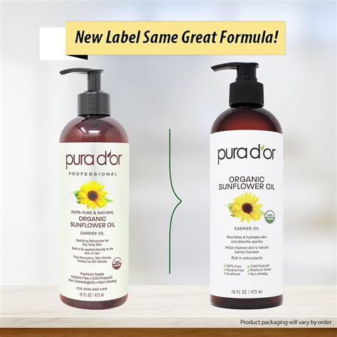 Pura Dor Cold Pressed Unrefined Pure Organic Sunflower Seed Oil 16 Fl