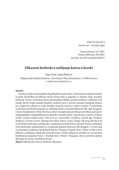 Pdf Evaluation Of Herbicide Effectiveness In Weed Control In Alfalfa