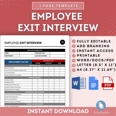 Employee Exit Interview Template Probiztemplates