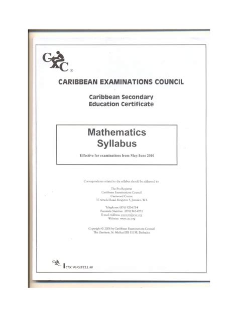 Idoc Pub Csec Mathematics Syllabus Pdf