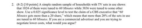 solved 8 2 [10 points] a simple random sample of