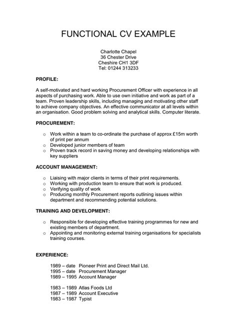 Functional Cv Example In Word And Pdf Formats