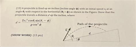Solved 15 A Projectile Is Fired Up An Incline Incline