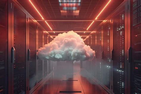 Cloudbased Data Storage System In Server Room Premium Ai Generated Image