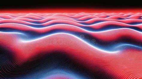 Abstract Waves In Red And Blue Creating A Surreal Landscape Effect Stock Illustration