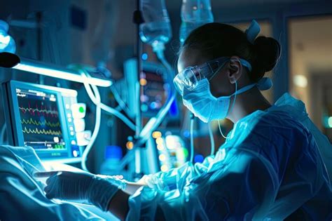 Premium Photo Nurse Monitoring Patient Vitals In Intensive Care Unit