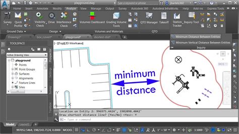 Finding The Minimum Horizontal And Vertical Distance Between Entities Using Civil 3d Youtube