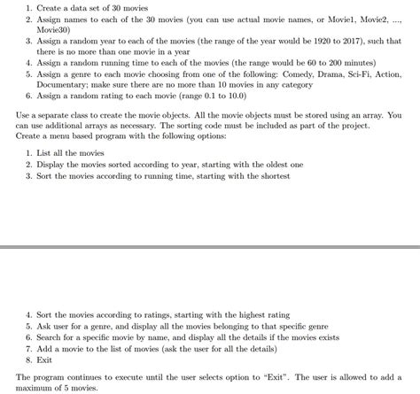 Solved 1 Create A Data Set Of 30 Movies 2 Assign Names To
