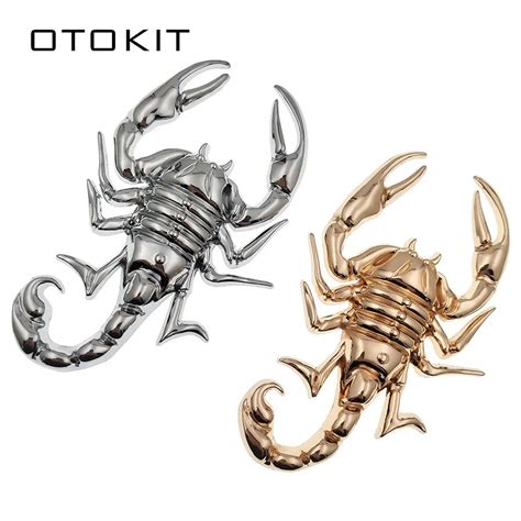1pc Rose Gold 3d Car Metal Scorpion Sticker For 3m Adhesive Badge