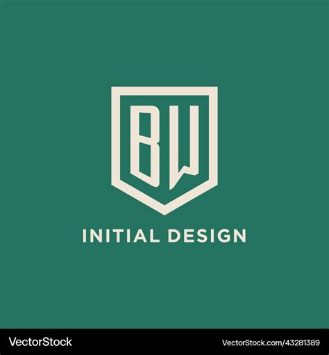 Initial Logo Monogram Shield Geometric Shape Vector Image