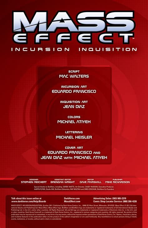 Read Online Mass Effect Incursion Inquisition Comic Issue Full