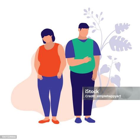 뚱뚱한 사람들 건강과 신체 의식 개념 벡터 플랫 만화 일러스트레이션 과체중에 대한 스톡 벡터 아트 및 기타 이미지 과체중