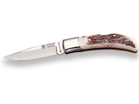 Stag Horn Handle Joker Pointer Folding Knife Stainless Bolster And
