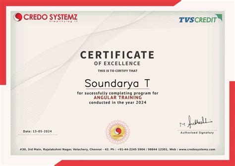 Completed Angular Training At Credo Systemz Soundarya T Posted On The