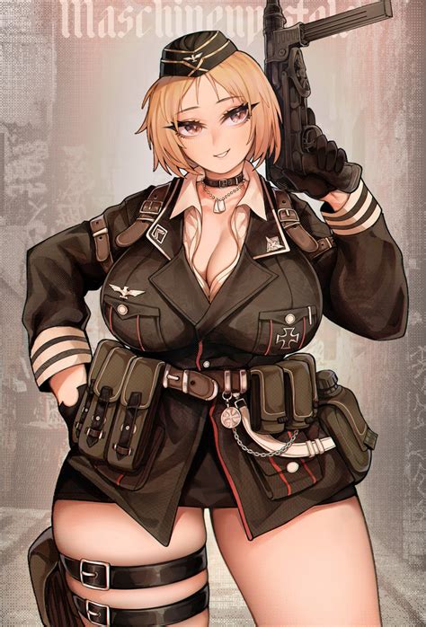 Rule 34 Ammunition Pouch Black Gloves Black Headwear Black Jacket Black Skirt Blonde Hair