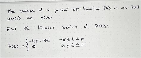 Solved The Values Of A Period 2pi Function Ft In One Full