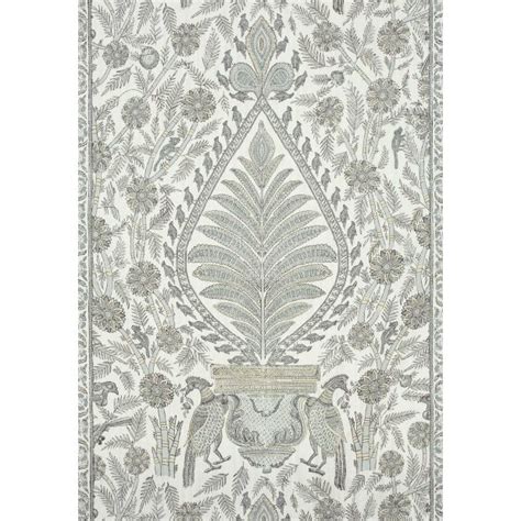 Palampore Paisley Fabric In Grey White Anna French Palampore