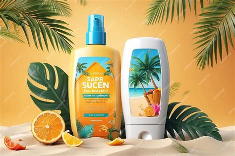 Premium Photo Sunscreen Ad Template With Palm Leaves And Summer Beach