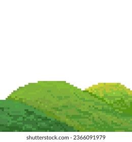 Green Beautiful Hill Pixel Illustration Stock Illustration 2366091979