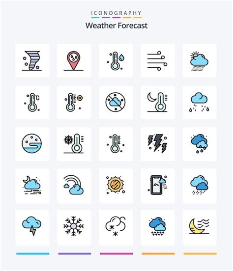 Premium Vector Creative Weather 25 Line Filled Icon Pack Such As Rain Wind Rain Weather Blow