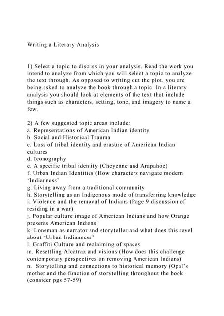 Writing A Literary Analysis1 Select A Topic To Discuss In Y Docx