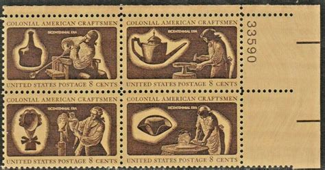 1456 1459 Colonial Craftsmen 1972 Mint Nh Bicentennial Se Tenant Plate