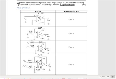 Solved Q Derive The Mathematical Expression For The Output Chegg
