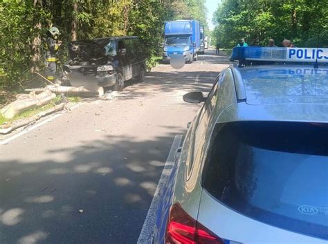 Drzewo przewróciło się na jadące auto Dwie osoby ranne