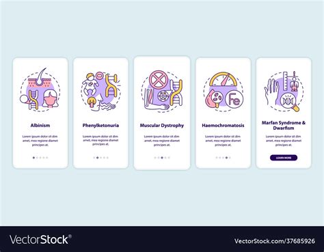 Most Common Genetic Disorders Onboarding Mobile Vector Image
