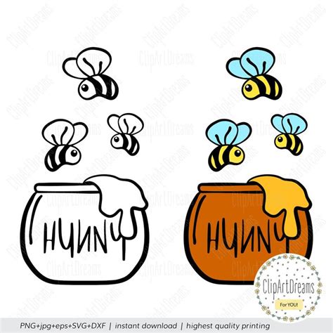 Pooh Honey Pot Clipart Gambar Gratis Warna