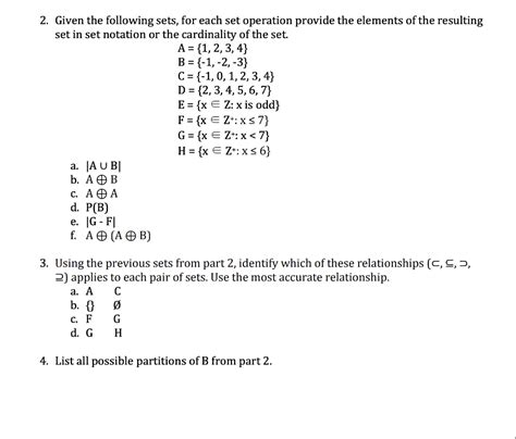 Solved 2 Given The Following Sets For Each Set Operation Chegg Com