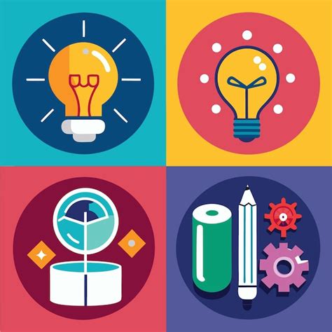 Diseño De Iconos Planos Para El Desarrollo De La Innovación Y La