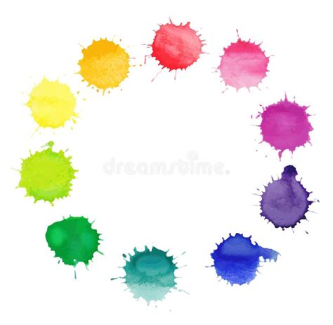 Round Frame Made Of Watercolor Rainbow Blobs Stock Illustration Illustration Of Decorative