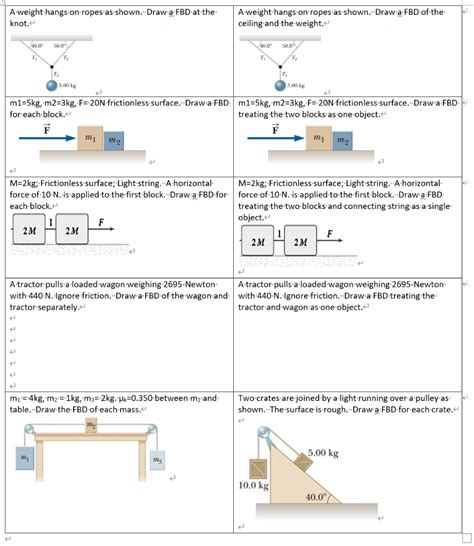 Solved Free Body Diagrams Instructions When Analyzing Chegg