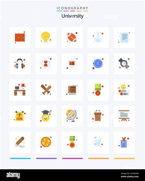 Creative University 25 Flat Icon Pack Such As Files American Research Flask Stock Vector