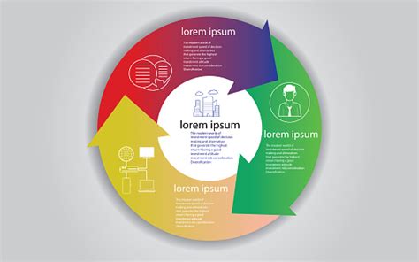 아이디어 비즈니스 서클 템플릿 그래픽 템플릿 인포 그래픽 디자인 레이아웃 기능 디자인 다이어그램 순서도 웹 디자인 배너 개념에 대한 스톡 벡터 아트 및 기타 이미지 Istock
