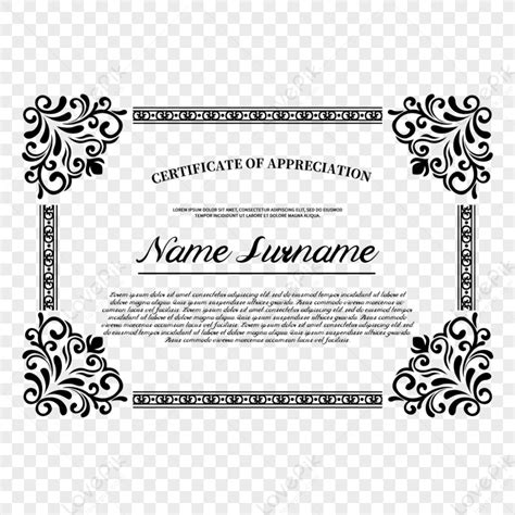 Certificate Border Black European Texture Pattern Anniversary Ornate