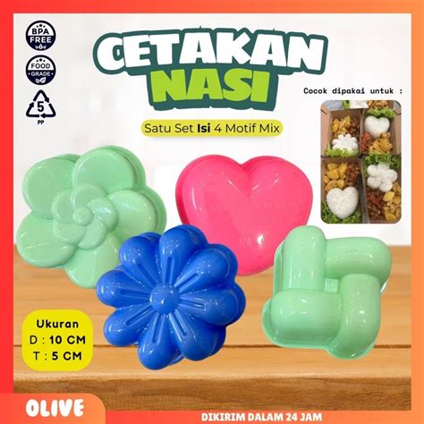 Jual Isi 4 PCS Cetakan Nasi Besar Jumbo Plastik 10 Cm Cetakan