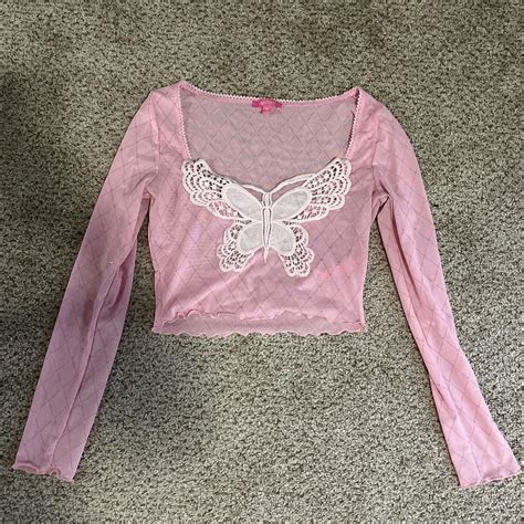 Pink Butterfly Sparkly Sugar Thrillz Sheer Depop