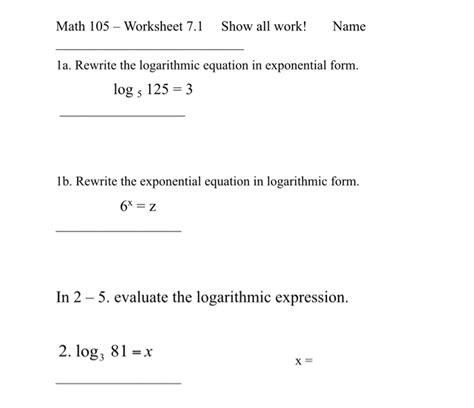 Mastering Exponential And Logarithmic Equations A Comprehensive Worksheet Guide