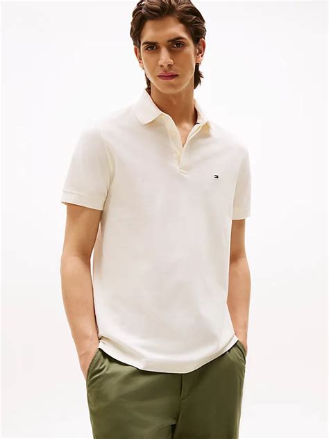 Regular Fit Concealed Placket Polo Shirt White Tommy Hilfiger