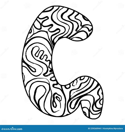 Zentangle Stylized Alphabet Letter G Vector Illustration Black White